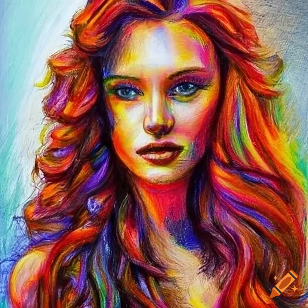 Portrait of a red-haired woman weaving a tale on Craiyon