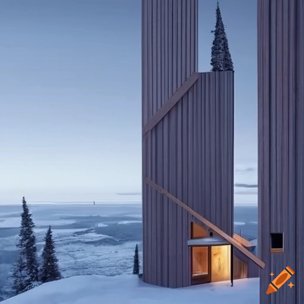Sophisticated nordic minimalist tower cabin design