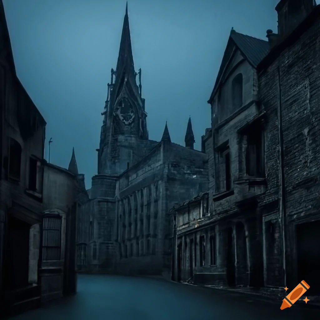 Dark and rustic gothic port town on Craiyon