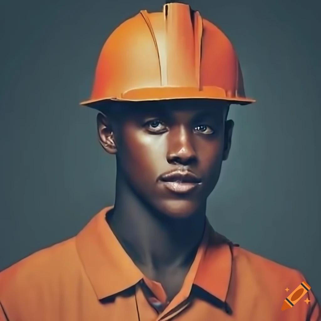 Portrait of a young black man in an engineer's uniform on Craiyon