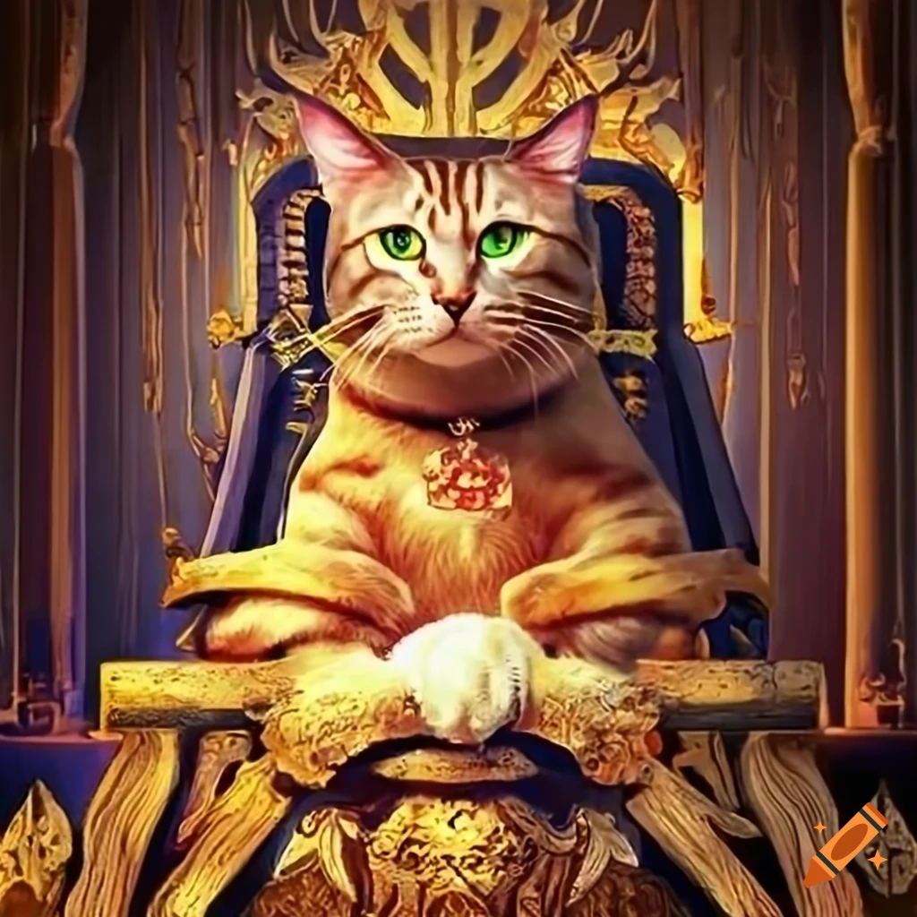 Cat god sitting on a throne on Craiyon