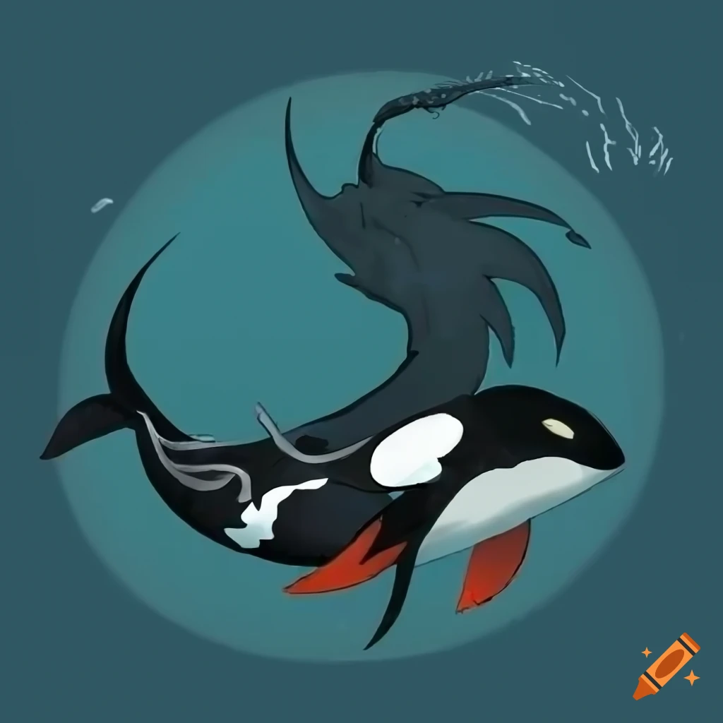 Digital concept art of a dragon orca koi hybrid on Craiyon