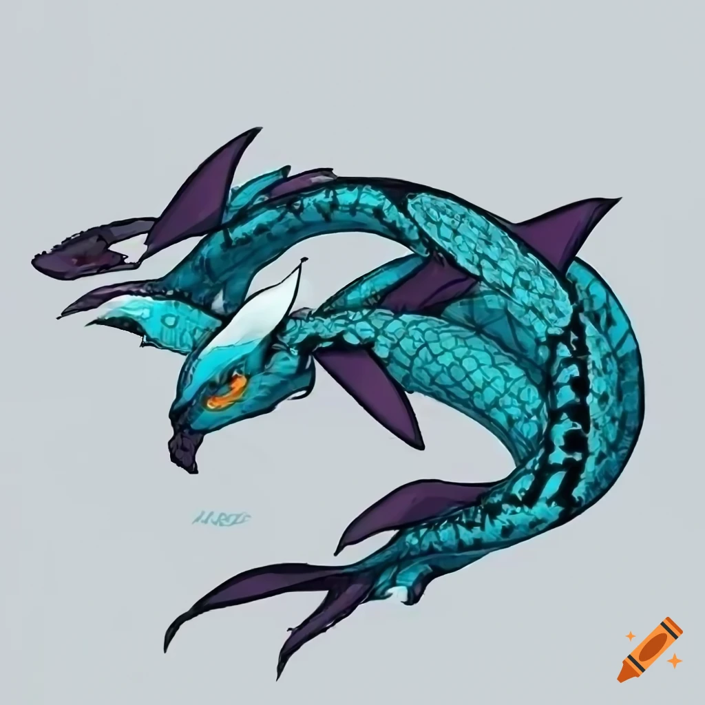 Digital concept art of an orca koi dragon hybrid on Craiyon
