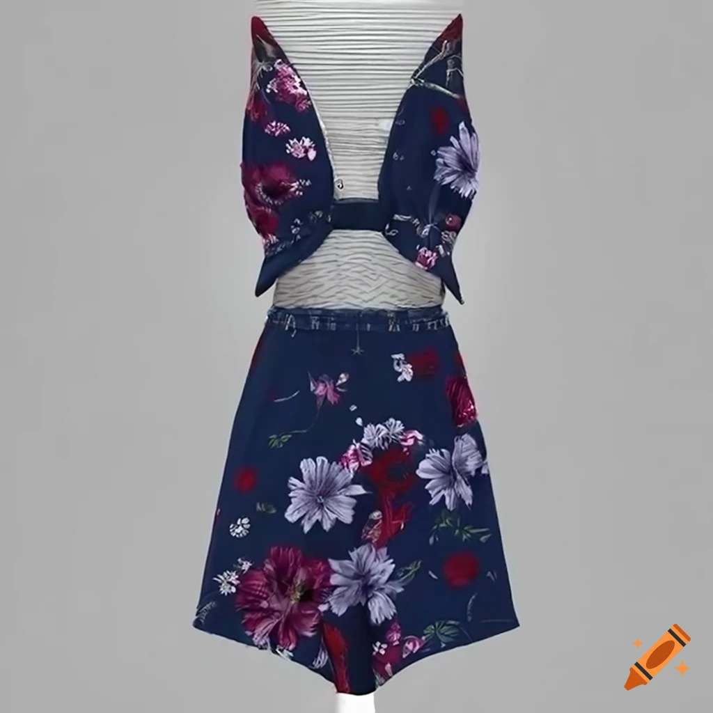 Ultra-short fit-and-flare playsuit with low-cut neckline on Craiyon