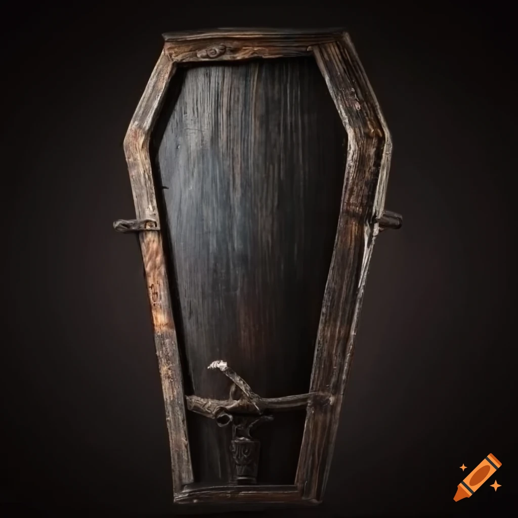 Highly detailed old pine coffin in the old west at night in 1852 on Craiyon