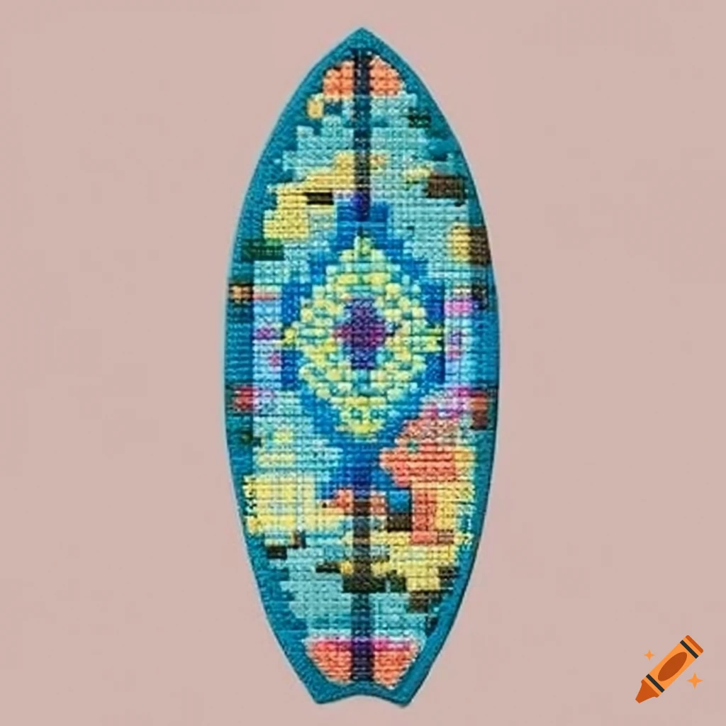 Cross stitch style surfboard on Craiyon