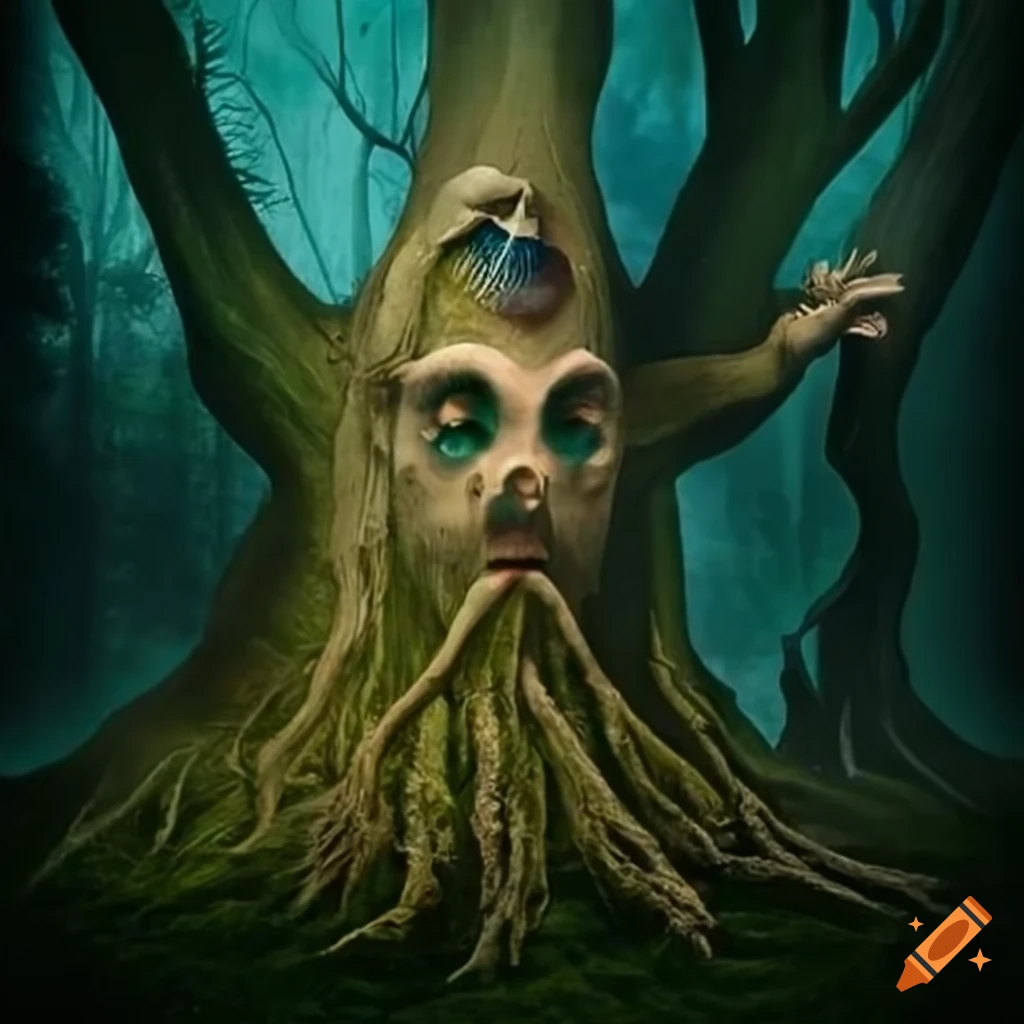 Surreal image of a magical forest with surreal plants and creatures on ...