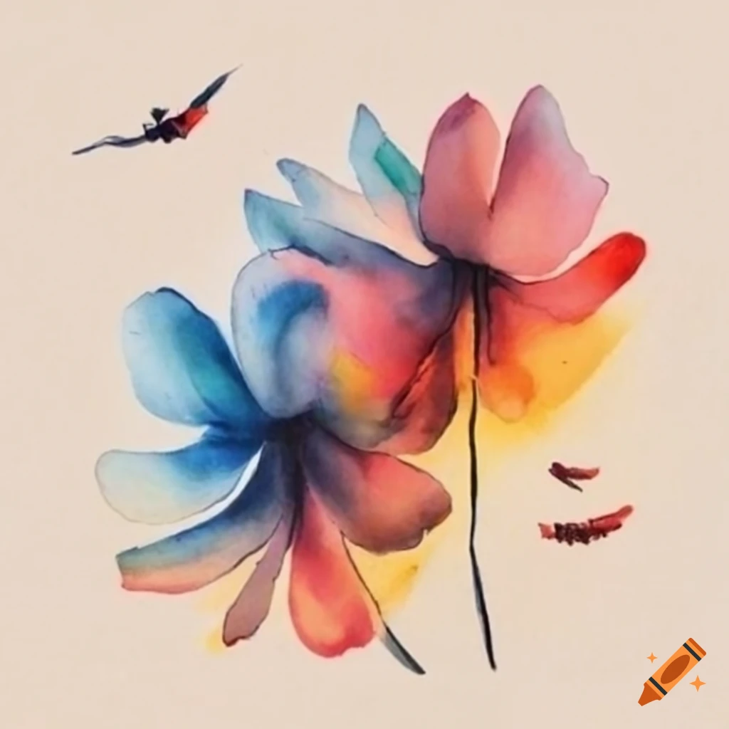 Ink flowers painting on Craiyon