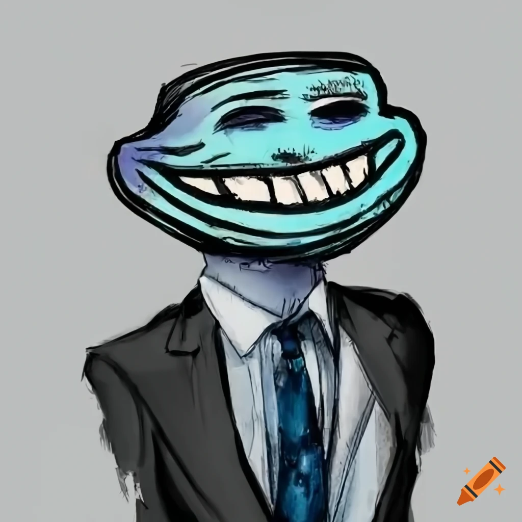 Trollface wearing a suit on Craiyon
