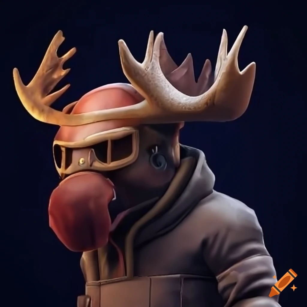 Character with a moose-themed helmet on Craiyon