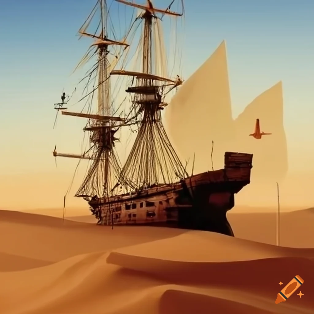 Artwork of a desert ship