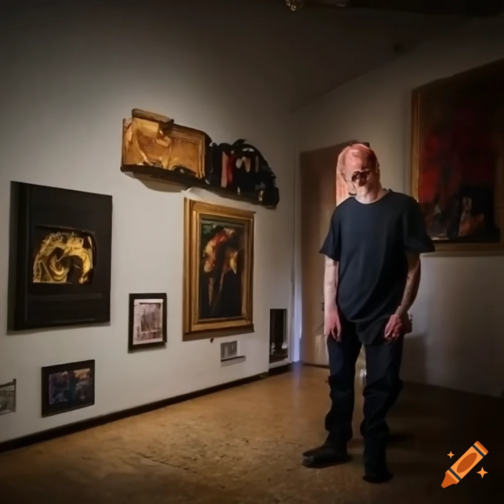 Luke working on his art in a gallery in south chicago on Craiyon