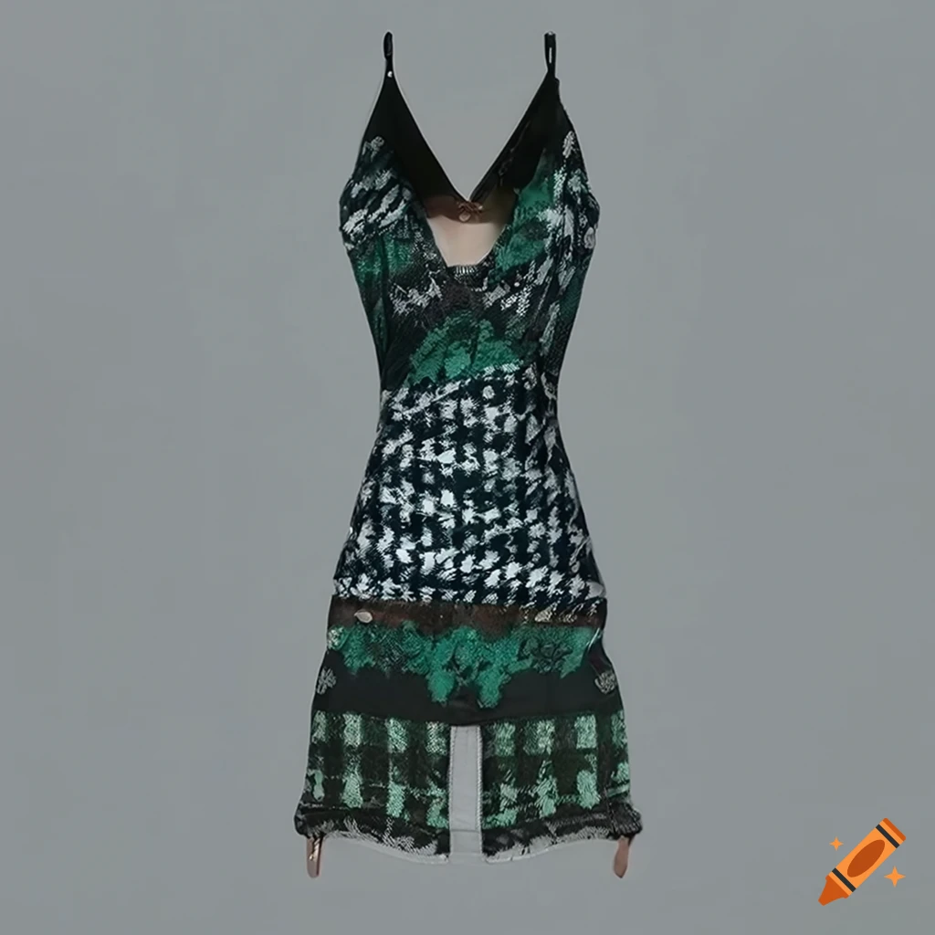 3d Render Of A Houndstooth Playsuit With Deep V Neckline On Craiyon