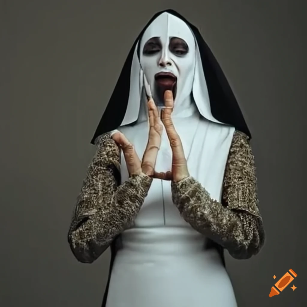 Symbolic gesture of a nun with three fingers on Craiyon