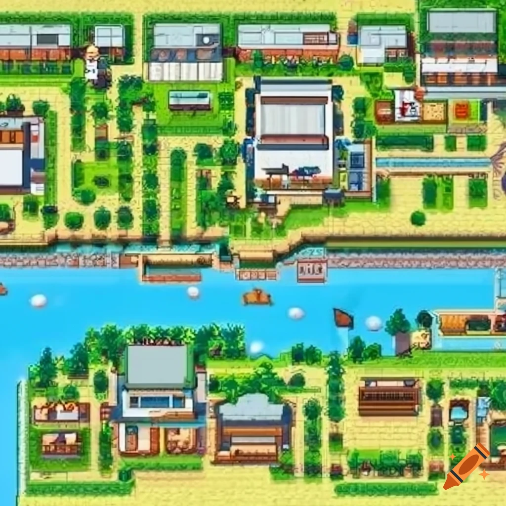 Detailed 2D map of a Pokémon city on Craiyon