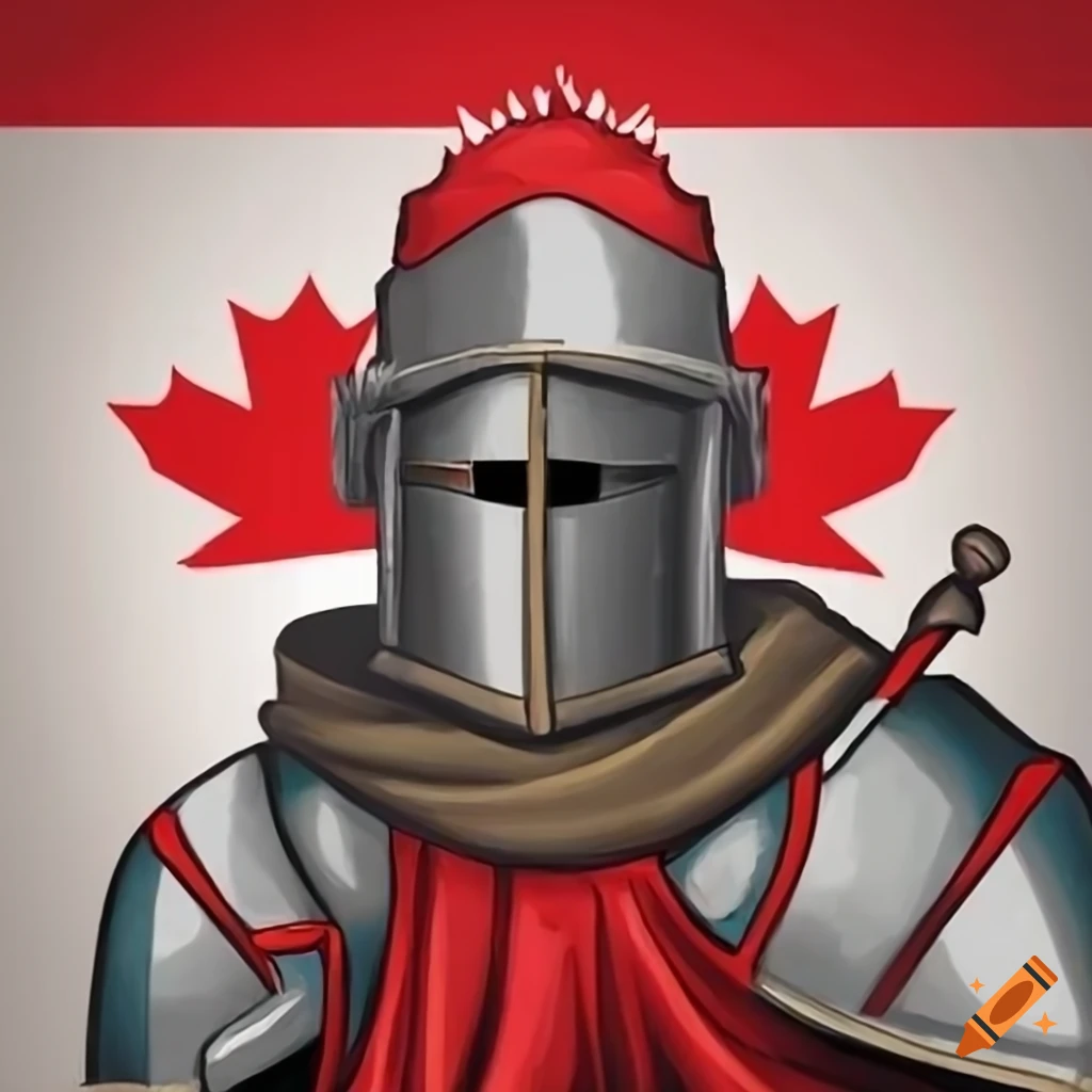 Knight with canadian flag cape