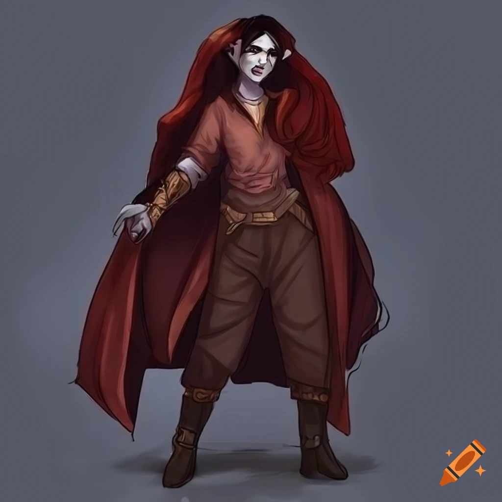 Artwork of a fire genasi dnd character on Craiyon
