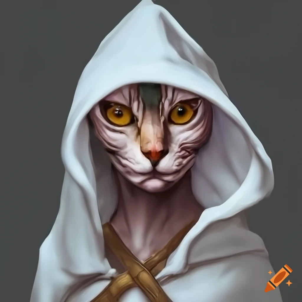 Fantasy cosplay of a sphinx cat humanoid on Craiyon