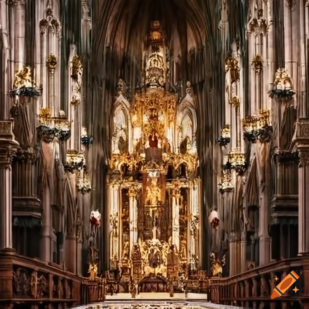 Catholic mass in a european cathedral on Craiyon