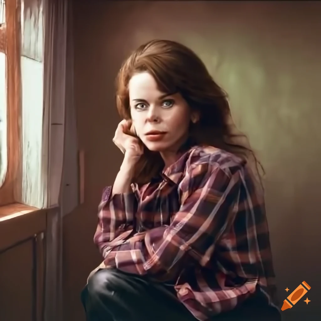 Portrait Of A Young Woman With Messy Hair And Plaid Shirt On Craiyon