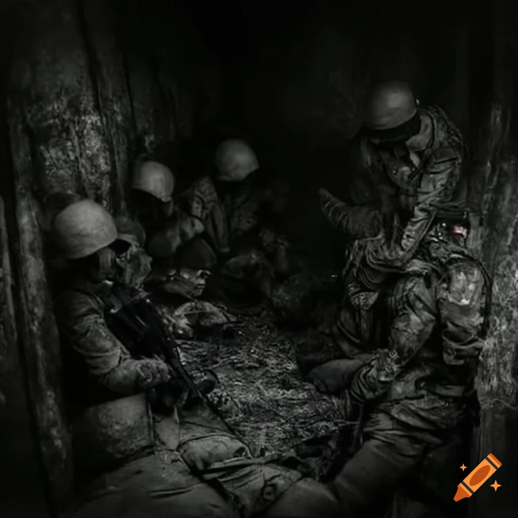 Image of soldiers in trenches during war on Craiyon