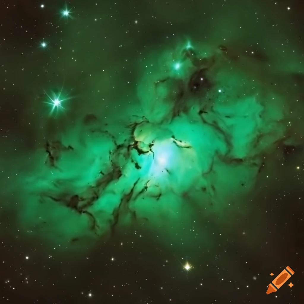 Green nebula in outer space on Craiyon
