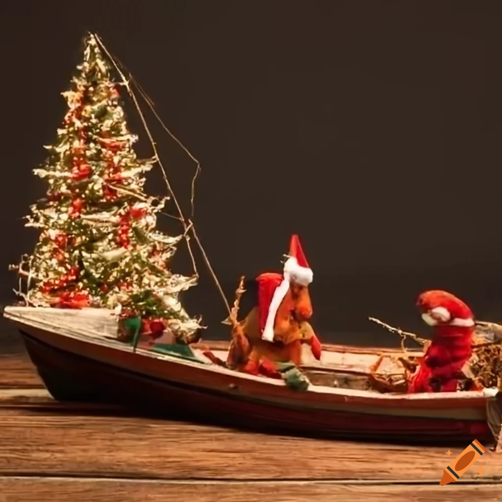 Festive scene on a fishing boat with lobster on Craiyon