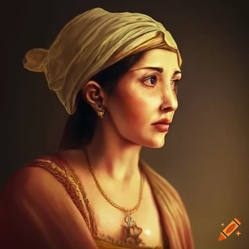 Ancient depiction of a woman helping the needy