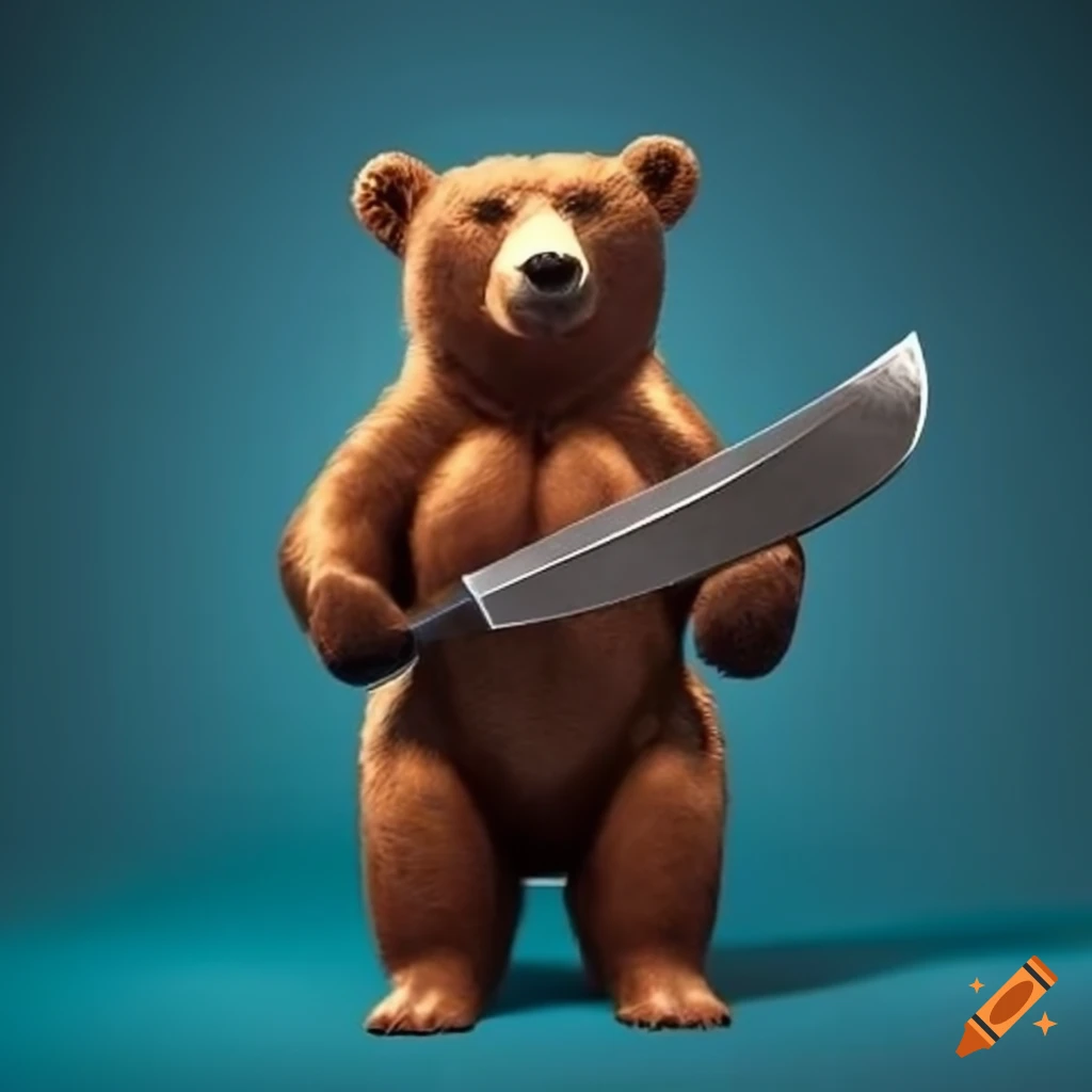 Armored teddy bear battling a giant mushroom in a whimsical scene on ...