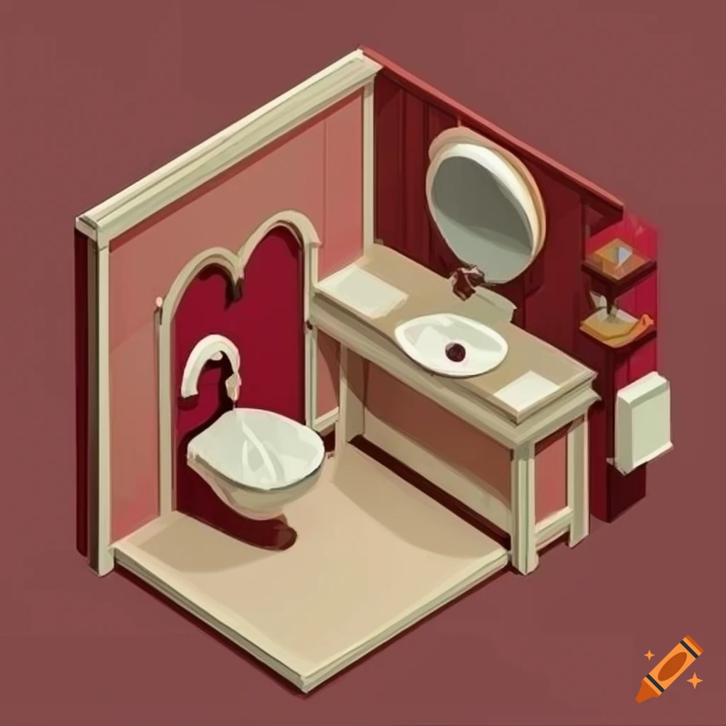 Gothic red and cream regency restroom interior on Craiyon