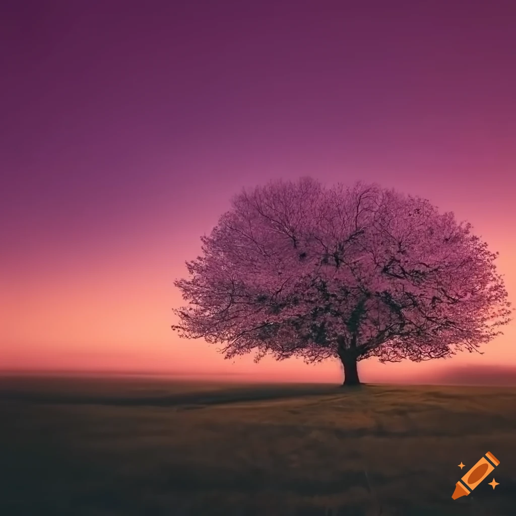 Blooming sakura tree surrounded by white fog near white water on Craiyon
