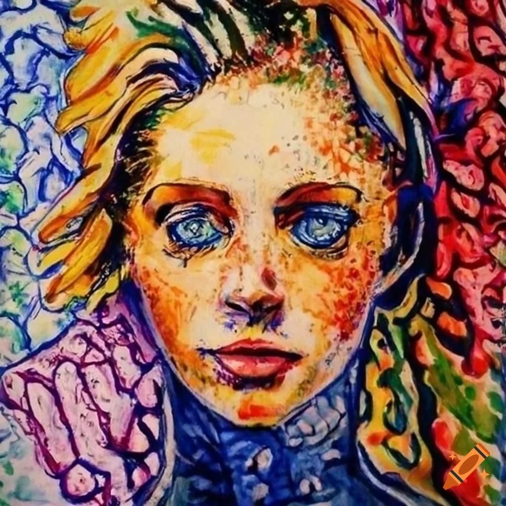 Portrait of a face with artistic tattoos