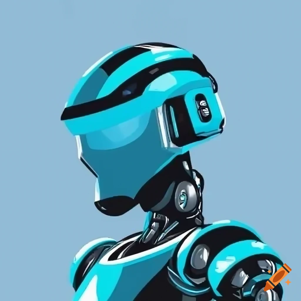 Cartoon style illustration of a futuristic combat robot on Craiyon