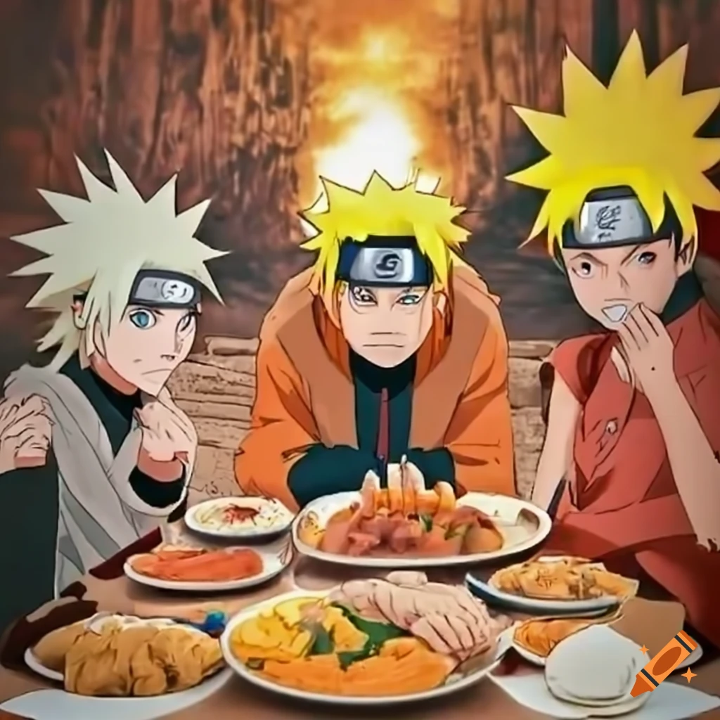Naruto uzumaki enjoying kentucky fried chicken on Craiyon