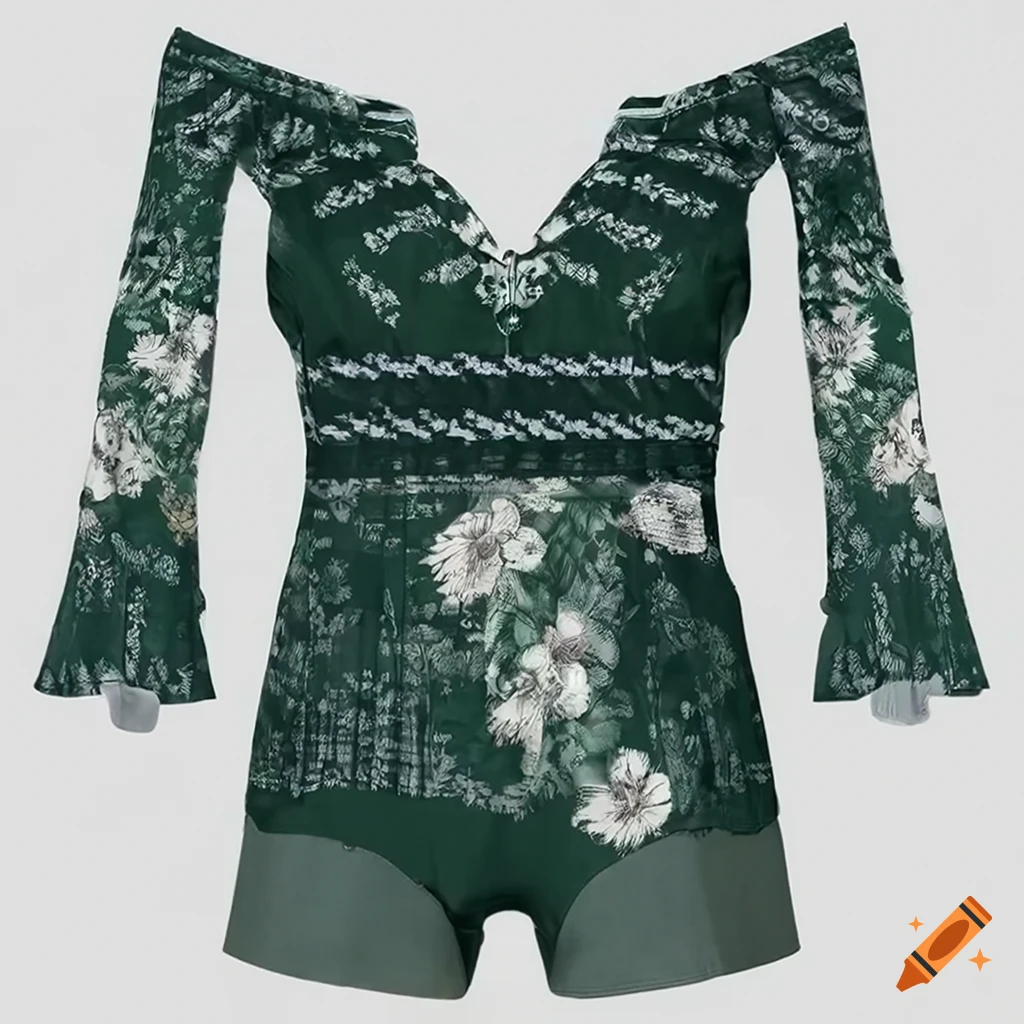 3d Render Of A Houndstooth Playsuit With Deep V Neckline