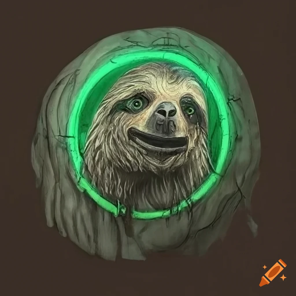 Wooden shield with giant sloth emblem on Craiyon