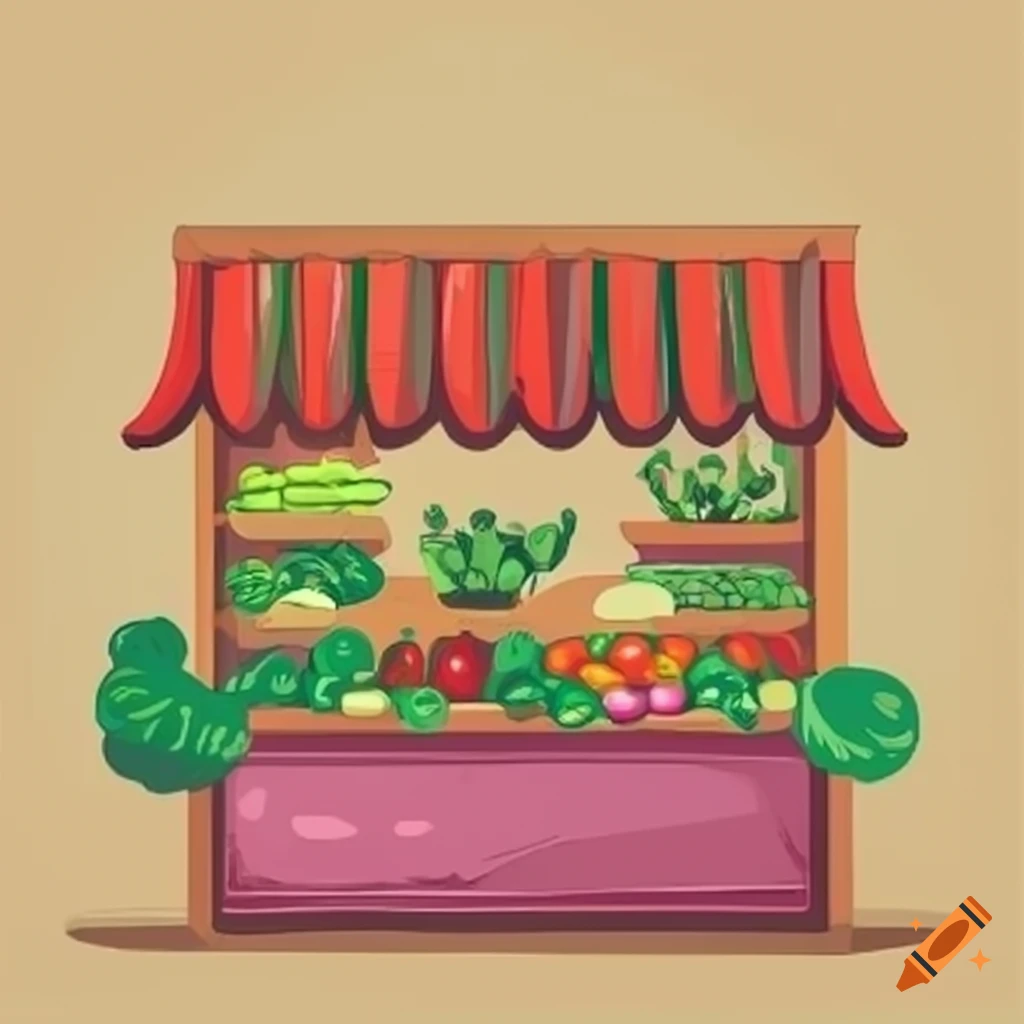 Realistic isometric drawing of a colorful food stall in aquarelle style ...