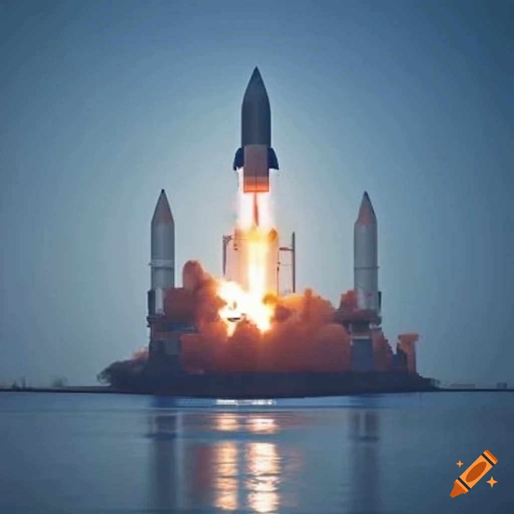 Intricate rocket reaching the apex of an explosion on its gravity ...