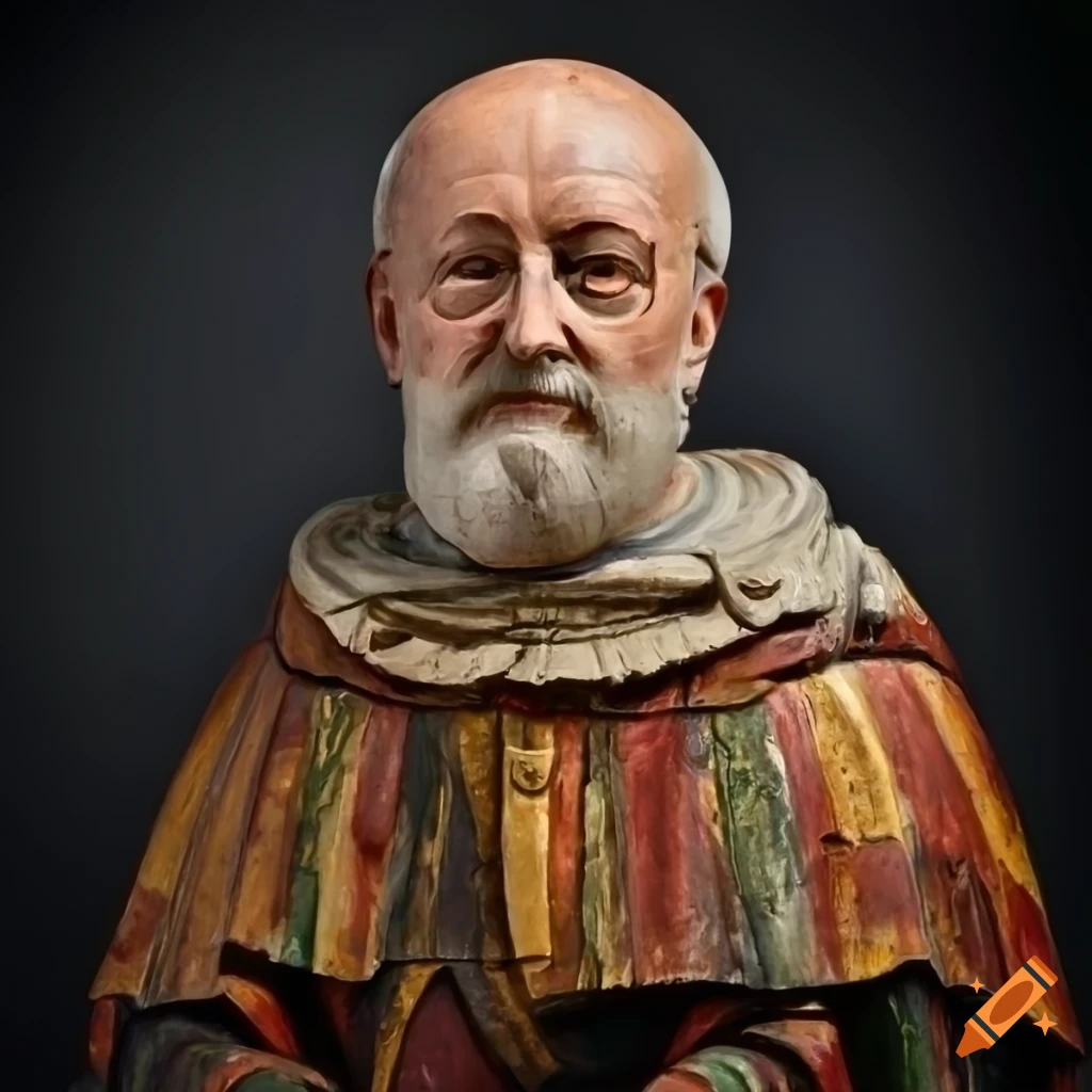 Wooden polychrome statue of frans timmermans on Craiyon