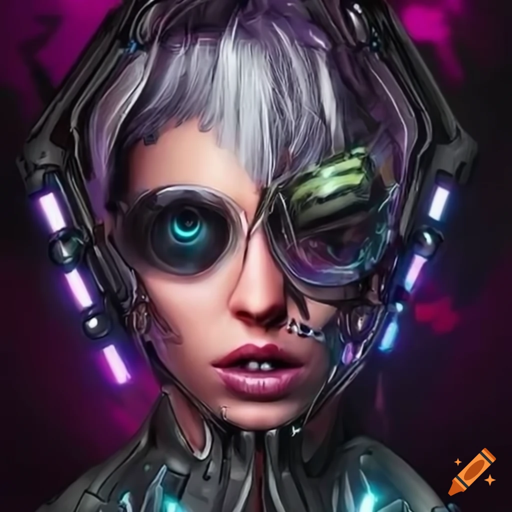 Futuristic cyborg woman with futuristic glasses on Craiyon