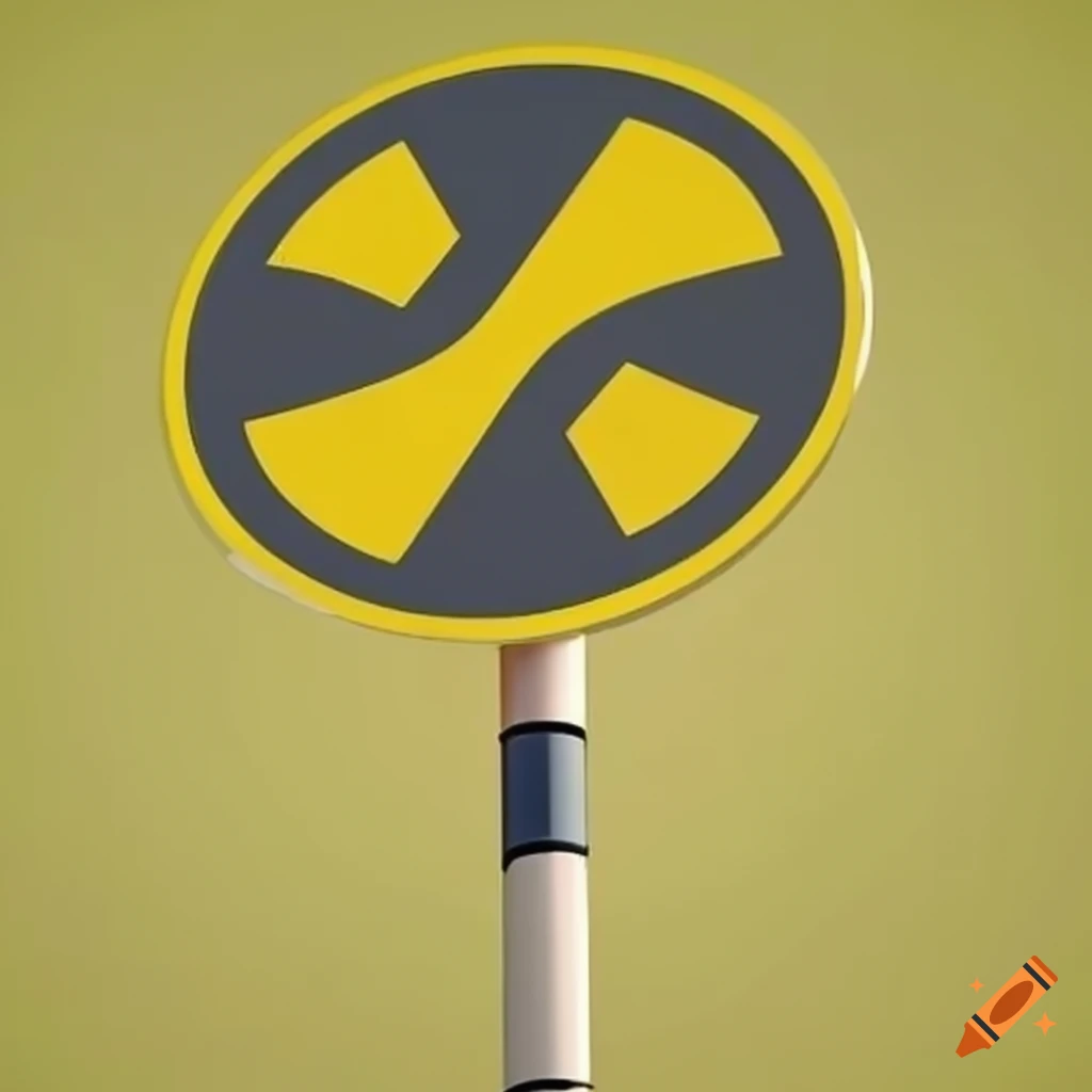 Vibrant roundabout with yellow signs