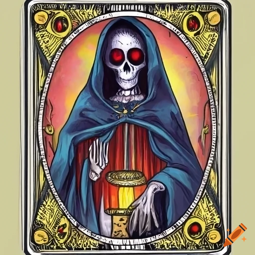 Traditional illustration of the Death tarot card on Craiyon