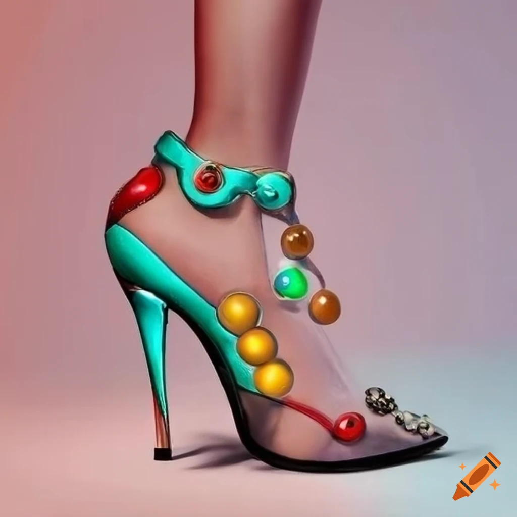 Futuristic chicken leg high heel shoes with buttons