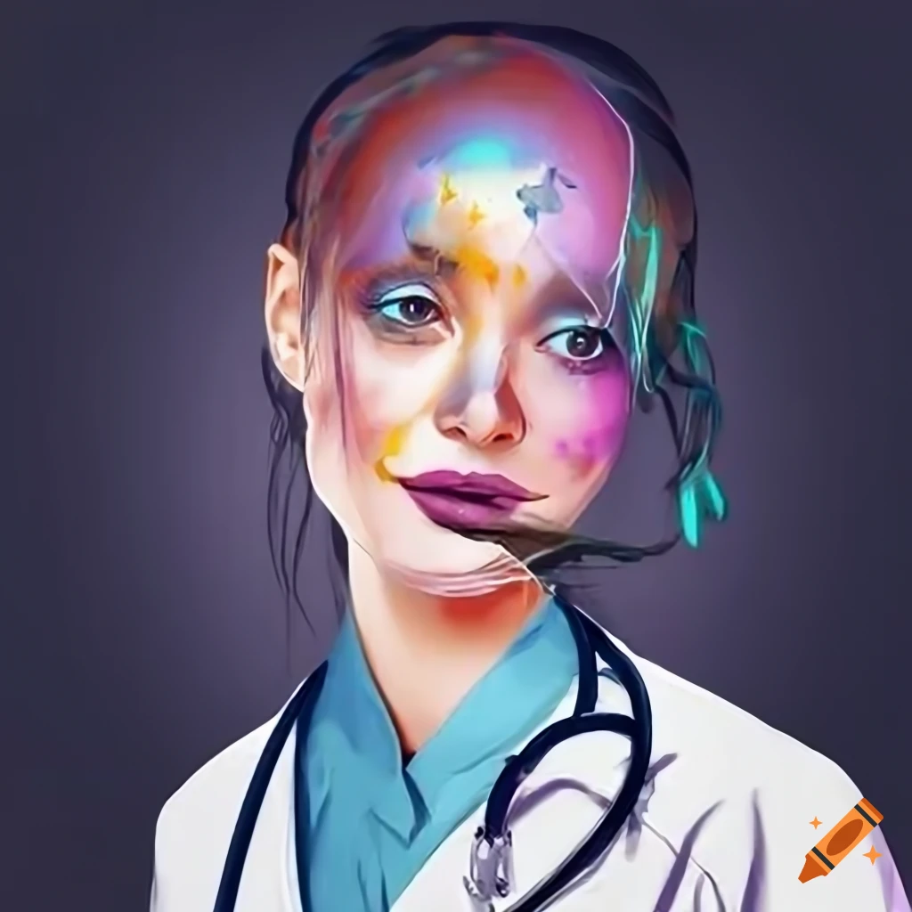 Female lab doctor in medical uniform on Craiyon