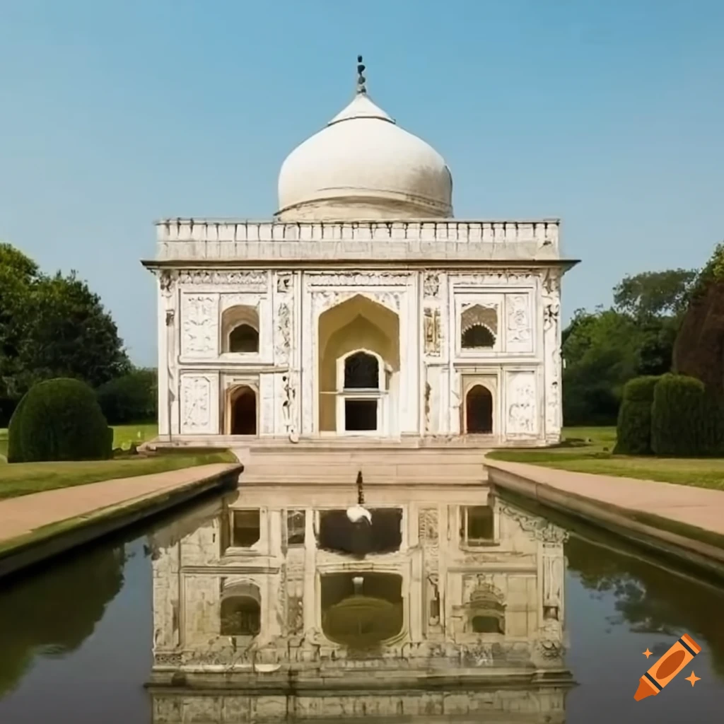 Frontal view of Mughal Mahal architectural style on Craiyon