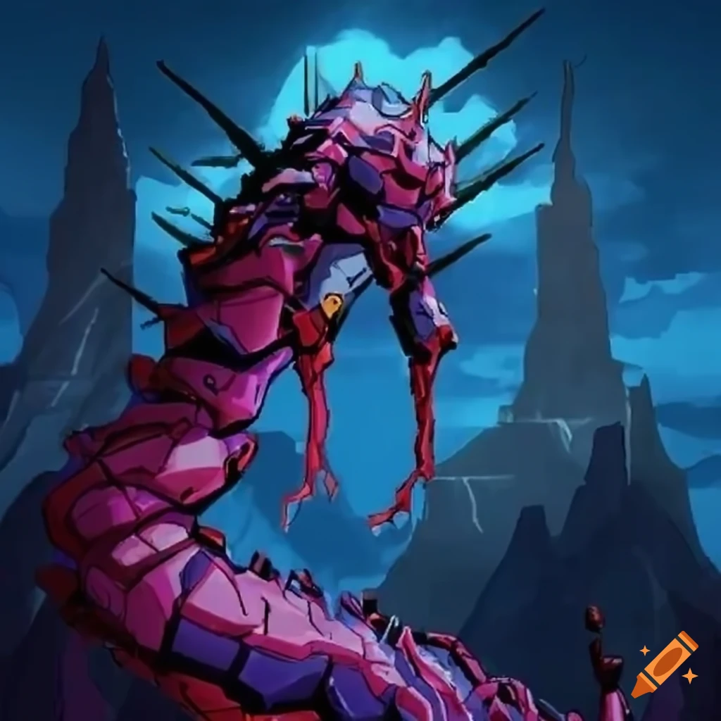 Neon genesis evangelion unit 01 in berserk manga art style on Craiyon