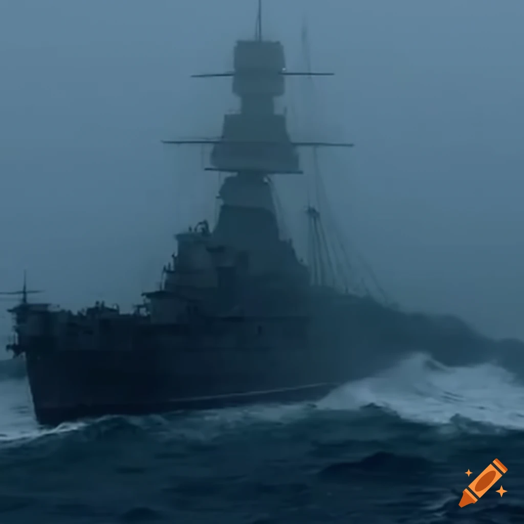 Naval battle at night in a storm high resolution on Craiyon