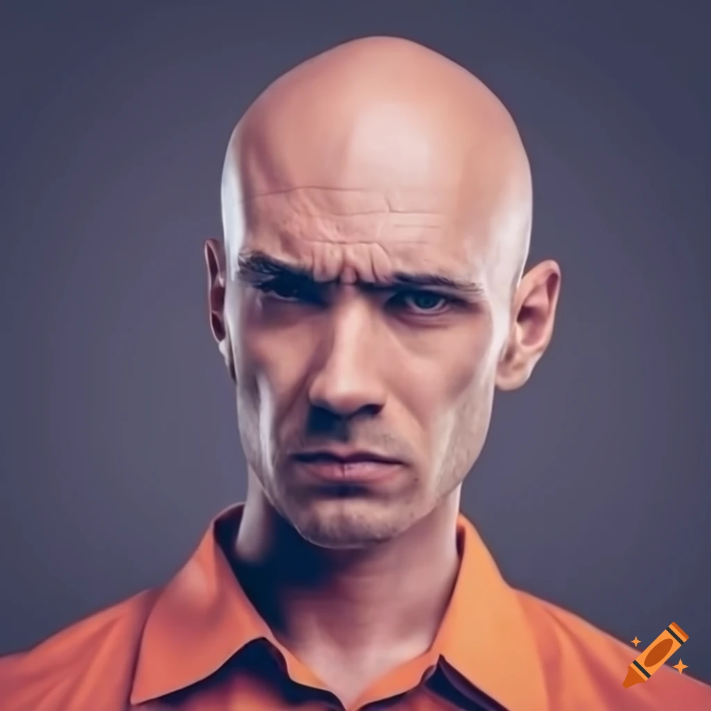 Young man in orange prison jumpsuit with blond hair and stubble beard ...