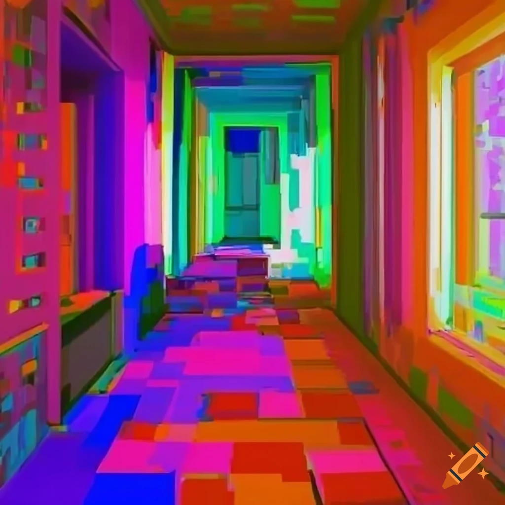 Glitched colorful house interior on Craiyon
