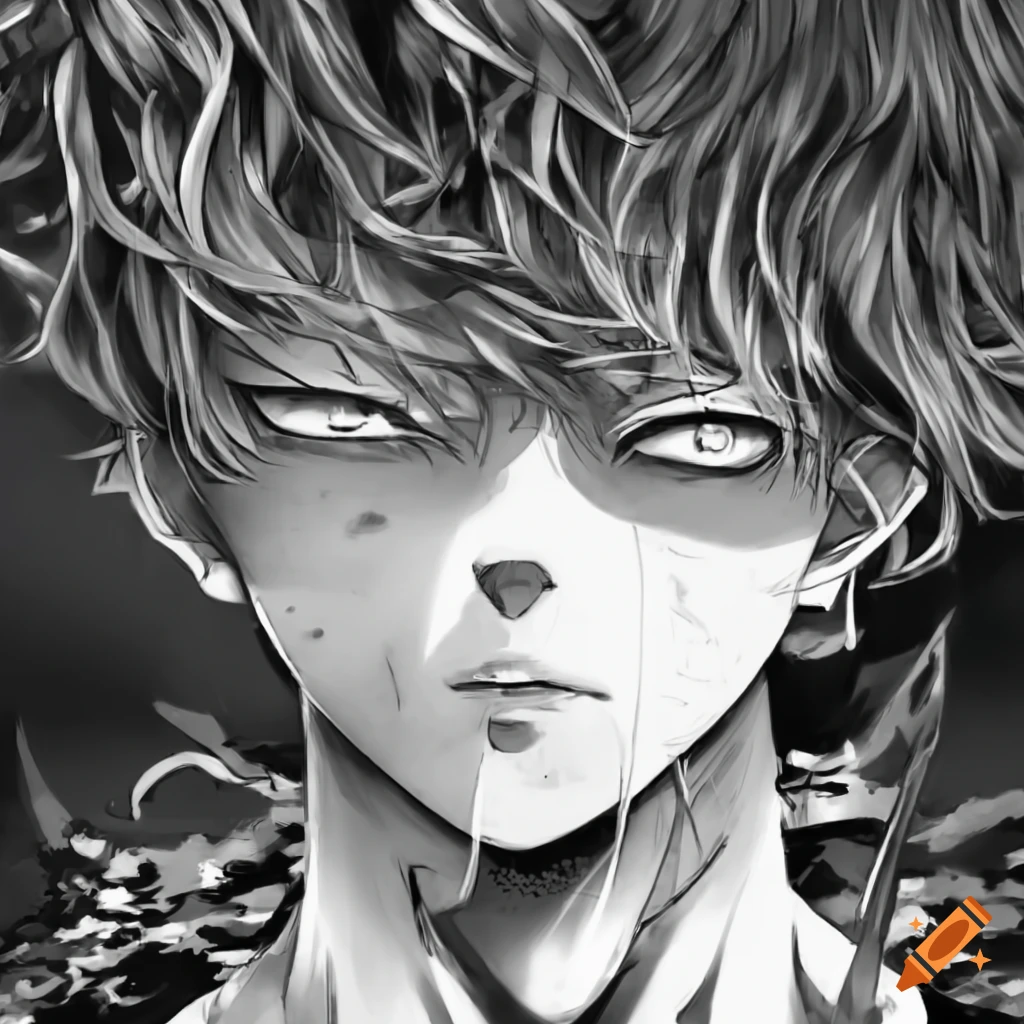 Line art of a ripped anime character on Craiyon